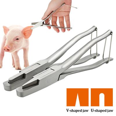 China Goat cattle horses pig Vshaped Ushaped stainless steel clamps ear piercing punching pliers for sale