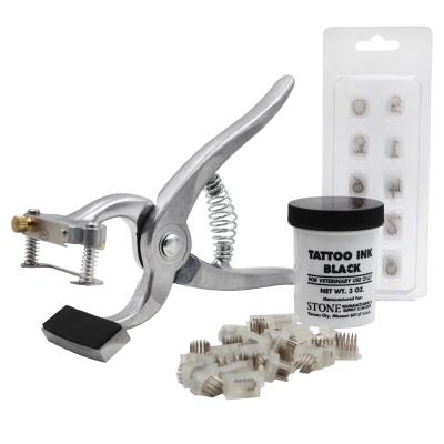 China Professional Aluminum Alloy Ear Tag Applicator with Four/Five Digits and 21cm Length for Livestock Marking for sale