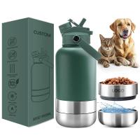 China 3-in-1 Insulated Pet Water Bottle – Portable Dog Travel Water Bottle with Detachable Food & Water Bowls for sale