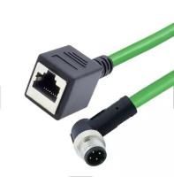 China M12 Wire 8 Pin Cable Connector M12 8 Pin X Code To Male RJ45 Overmoulded for sale
