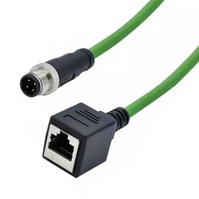 China M12 Wire 8 Pin Cable Connector M12 8 Pin X Code To Male RJ45 Overmoulded for sale