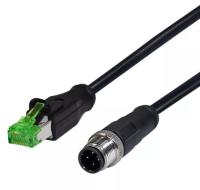 China M12 Wire 8 Pin Cable Connector M12 8 Pin X Code To Male RJ45 Overmoulded for sale