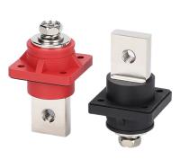 China 300A-400A Through-Wall Battery Terminal Connector with Snap-On Round Protective Cover (Red/Black) for sale