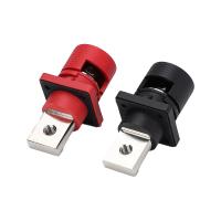 China 300A-400A Through-Wall Battery Terminal Connector with Snap-On Round Protective Cover (Red/Black) for sale