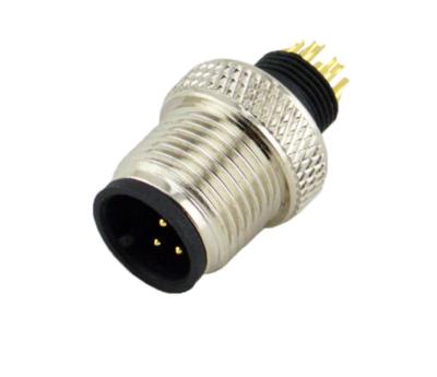 China DIP solder circular waterproof 8 PIN M12 Panel mount straight PCB automative connector for sale
