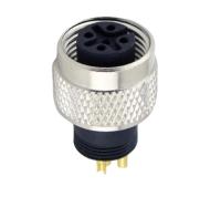 China 3p Socket Welding M12 Right Angle Connector Anti - Vibration Locking Screw Design for sale