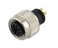 China 3p Socket Welding M12 Right Angle Connector Anti - Vibration Locking Screw Design for sale