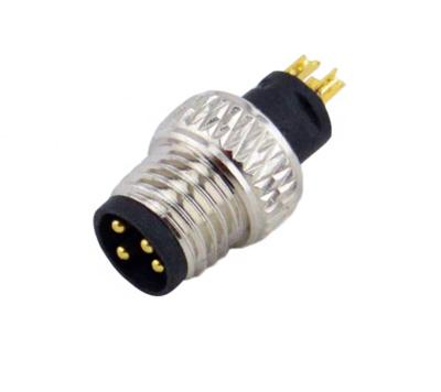 China 4pole Molded M12 Industrial Connector , Plug Mini M12 Field Wireable Connector for sale