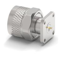 China 18GHz, N Type Plug(Male) Straight Connector, 4-Hole Flange(17.5mm*17.5mm), Stainless steel for sale