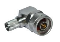 China 50ohm N Type Male Right Angle Crimp RF connector for LMR-400 Cable for sale