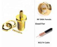 China Full Thread RP Sma Bulkhead Jack Connector Crimp For RG174 Coaxial Cable for sale