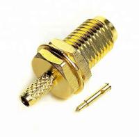 China Full Thread RP Sma Bulkhead Jack Connector Crimp For RG174 Coaxial Cable for sale