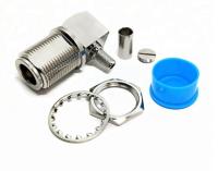 China Silver N Female Jack Bulkhead Radio Frequency Connector Right Angle For RG58 LMR195 Cable for sale