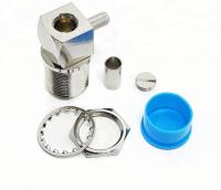 China Silver N Female Jack Bulkhead Radio Frequency Connector Right Angle For RG58 LMR195 Cable for sale