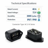 China 40A AC 2+6 Power Socket Connector 72V 3000 Cycles Industrial for sale