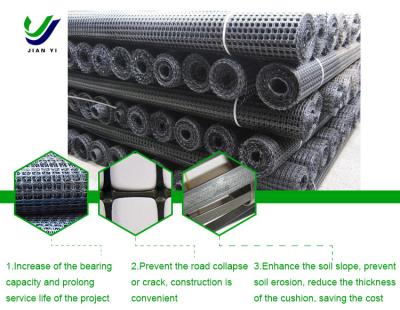 China Biaxial Plastic Geogrid 4m-5m Width with 15-50 KN/m Tensile Strength for Soil Reinforcement for sale