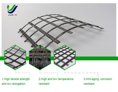 China High Thermal Stability Glass Fiber Geogrid 12-50mm Mesh 25-120kN Tensile Strength for sale