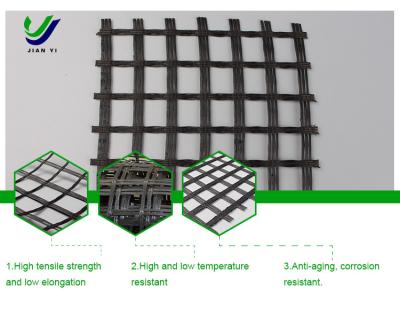China Fiberglass Geogrid 25-120 kN/m for Asphalt Pavement Subgrade Reinforcement for sale