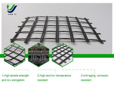 China Aging Resistance Fiberglass Geogrid 12-50mm Grid Size for Airport Runway Reinforcement for sale