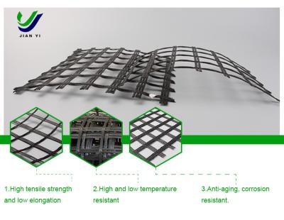China Anti Aging Glass Fiber Geogrid 25-120 KN/m for Airport Runway Reinforcement for sale