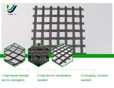 China Alkali Free Fiberglass Geogrid 12-50mm Grid Size 25-120 KN/m Tensile Strength for sale