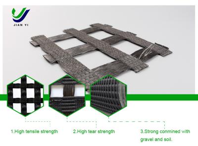 China High Strength Warp Knitted Polyester Geogrid with High Modulus Anti Aging for sale