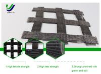 China High Strength Warp Knitted Polyester Geogrid 50-50 KN/m for Road and Railway Reinforcement for sale