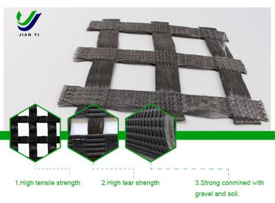 China High Strength Warp Knitted Polyester Geogrid 50-50 KN/m for Road and Railway Reinforcement for sale