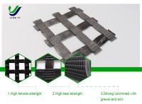China High Tensile Strength Warp Knitted Polyester Geogrid 50kN Lightweight Drainage for sale