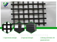 China Warp Knitted Polyester Geogrid 50kN Tensile Strength for Retaining Wall Foundation Reinforcement for sale