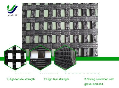 China Warp Knitted Polyester Geogrid 50-50 KN/m High Tensile Strength for Road Reinforcement for sale