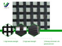 China Warp Knitted Polyester Geogrid 50-50 KN/m High Tensile Strength UV Resistant for sale