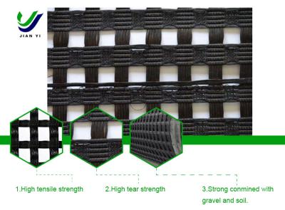 China Warp Knitted Dacron Geogrid 30-125 kN/m High Strength for Roadbed Reinforcement for sale