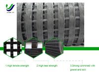 China Warp Knitted Polyester Geogrid 50-50 KN/m for Road and Railway Reinforcement for sale
