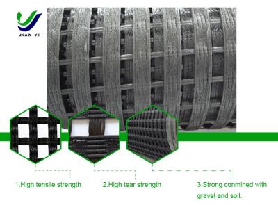 China Warp Knitted Polyester Geogrid 50-50 KN/m for Road and Railway Reinforcement for sale