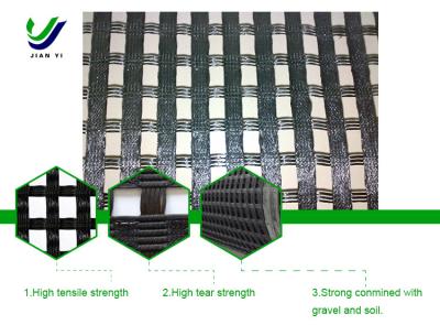 China Warp Knitted Polyester Geogrid 50-50 KN/m for Slope Stabilization and Retaining Wall Reinforcement for sale