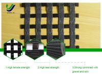 China Warp Knitted Polyester Geogrid 50kN High Sealing Strength Low Elongation for Road Construction for sale