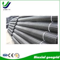 China PP Biaxial Geogrid 20-50kN/m Strength with 25-40mm Apertures for Soil Reinforcement for sale