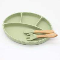 China Waterproof Non Slip Children'S Tableware Set Silicone Feeding Plate Fork Spoon Set for sale