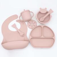 China Baby Unbreakable Weaning Silicone Set BPA PVC PHTHALATE Free 8 Pack Feeding Set for sale