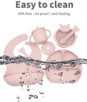 China Baby Unbreakable Weaning Silicone Set BPA PVC PHTHALATE Free 8 Pack Feeding Set for sale