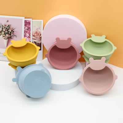 China Unbreakable Soft Baby Tableware Set Heat Resistant Microwave Safe Silicone Bowl Spoon Fork for sale