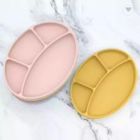 China BPA Free Silicone Baby Plate Non Slip Pigmented Suction Divided Plate Sustainable for sale