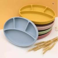 China BPA Free Silicone Baby Plate Non Slip Pigmented Suction Divided Plate Sustainable for sale