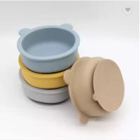 China Animal Shape Silicone Baby Bowl Feeding Training Bowl And Spoon Strong Suction for sale
