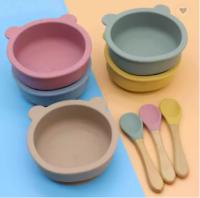 China Animal Shape Silicone Baby Bowl Feeding Training Bowl And Spoon Strong Suction for sale