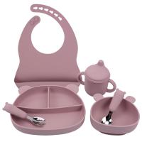China Eco Friendly Silicone Bib And Bowl Set Food Grade Baby Silicone Feeding Set for sale
