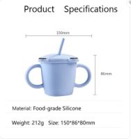 China 100% Food Grade OEM Silicone Baby Cups 240ml With Straw Lid for sale