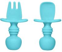 China Sustainable Silicone Baby Fork Spoon for sale