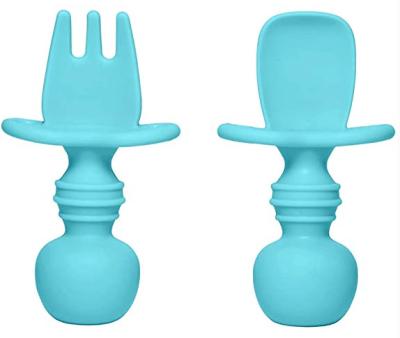 China Sustainable Silicone Baby Fork Spoon for sale